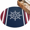 8ft Round Rug Navy Blue Red Stripe Area Rugs for Living Room Bedroom ...