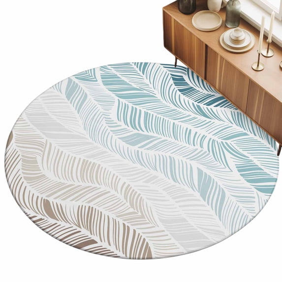 8ft Round Rug Ombre Brown Blue Area Rugs for Living Room Bedroom ...