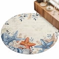 8ft Round Rug Orange Blue Starfish Coastal Area Rugs for Living Room ...