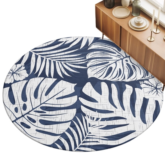 8ft Round Rug Palm Tree Monstera Area Rugs for Living Room Bedroom ...
