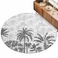 8ft Round Rug Palm Trees Area Rugs for Living Room Bedroom Washable Non ...