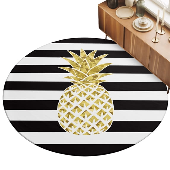 8ft Round Rug Pineapple Area Rugs for Living Room Bedroom Washable Non ...