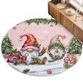 8ft Round Rug Pink Christmas Area Rugs for Living Room Bedroom Washable ...