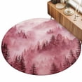 8ft Round Rug Pink Mountain Area Rugs for Living Room Bedroom Washable ...