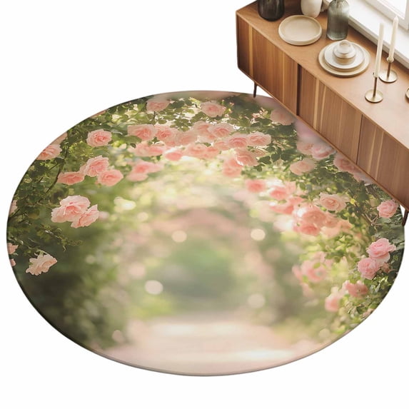 8ft Round Rug Pink Spring Floral Area Rugs for Living Room Bedroom ...