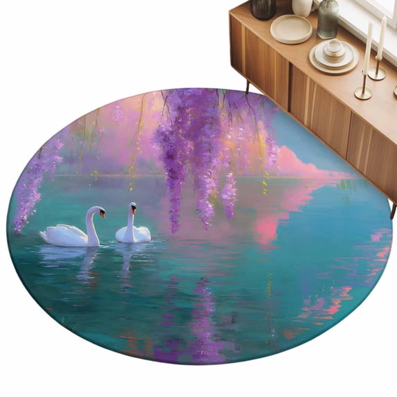 8ft Round Rug Purple Lavender Area Rugs for Living Room Bedroom ...