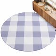 8ft Round Rug Purple Plaid Area Rugs for Living Room Bedroom Washable ...