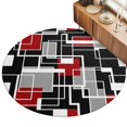 8ft Round Rug Red Black Geometric Area Rugs for Living Room Bedroom ...