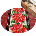 8ft Round Rug Red Poinsettia Christmas Area Rugs for Living Room ...