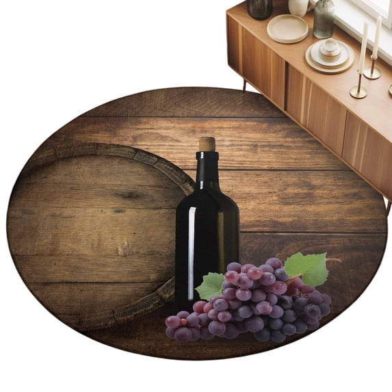 8ft Round Rug Red Wine Area Rugs for Living Room Bedroom Washable Non ...