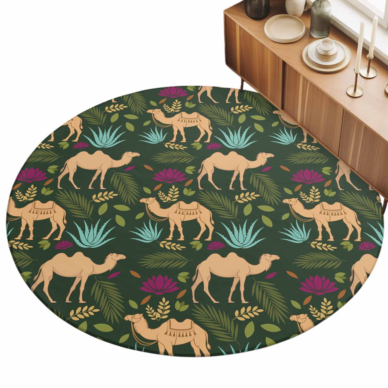 8ft Round Rug Retro Desert Camel Area Rugs for Living Room Bedroom ...