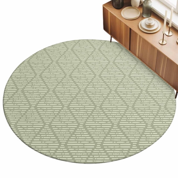 8ft Round Rug Sage Green Area Rugs for Living Room Bedroom Washable Non ...