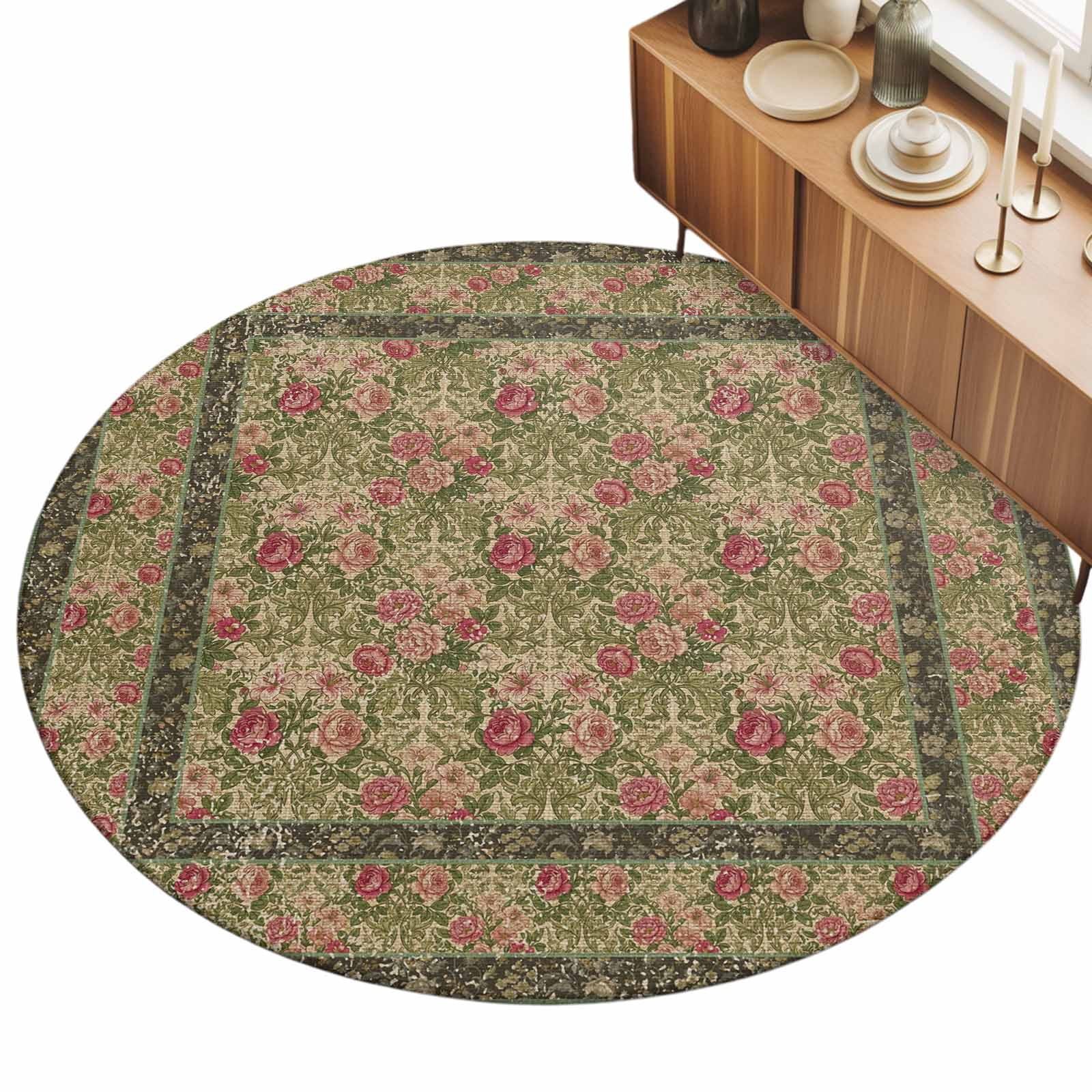 8ft Round Rug Sage Green Boho Area Rugs for Living Room Bedroom ...
