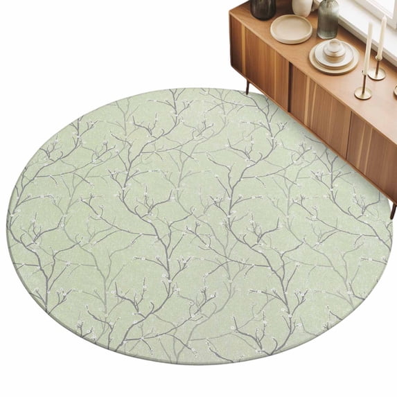 8ft Round Rug Sage Green Branches Area Rugs for Living Room Bedroom ...