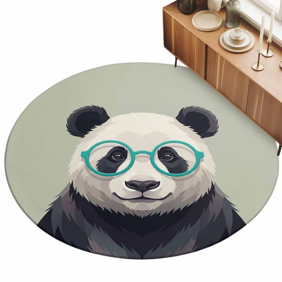 8ft Round Rug Sage Green Cute Panda Area Rugs for Living Room Bedroom ...