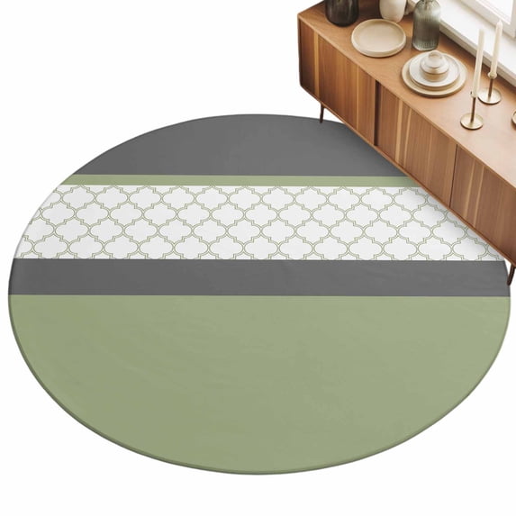 8ft Round Rug Sage Green Morocco Area Rugs for Living Room Bedroom ...