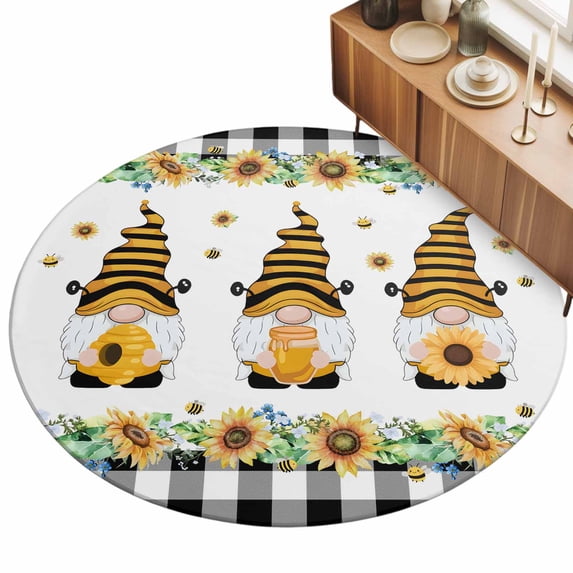 8ft Round Rug Spring Bee Gnomes Area Rugs for Living Room Bedroom ...