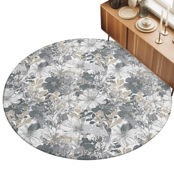 8ft Round Rug Spring Botanical Area Rugs for Living Room Bedroom ...