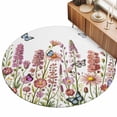 8ft Round Rug Spring Floral Area Rugs for Living Room Bedroom Washable ...