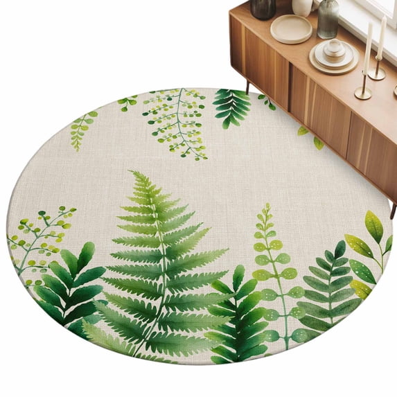 8ft Round Rug Spring Leaves Area Rugs for Living Room Bedroom Washable ...