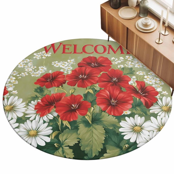 8ft Round Rug Spring Summer Flower Area Rugs for Living Room Bedroom ...