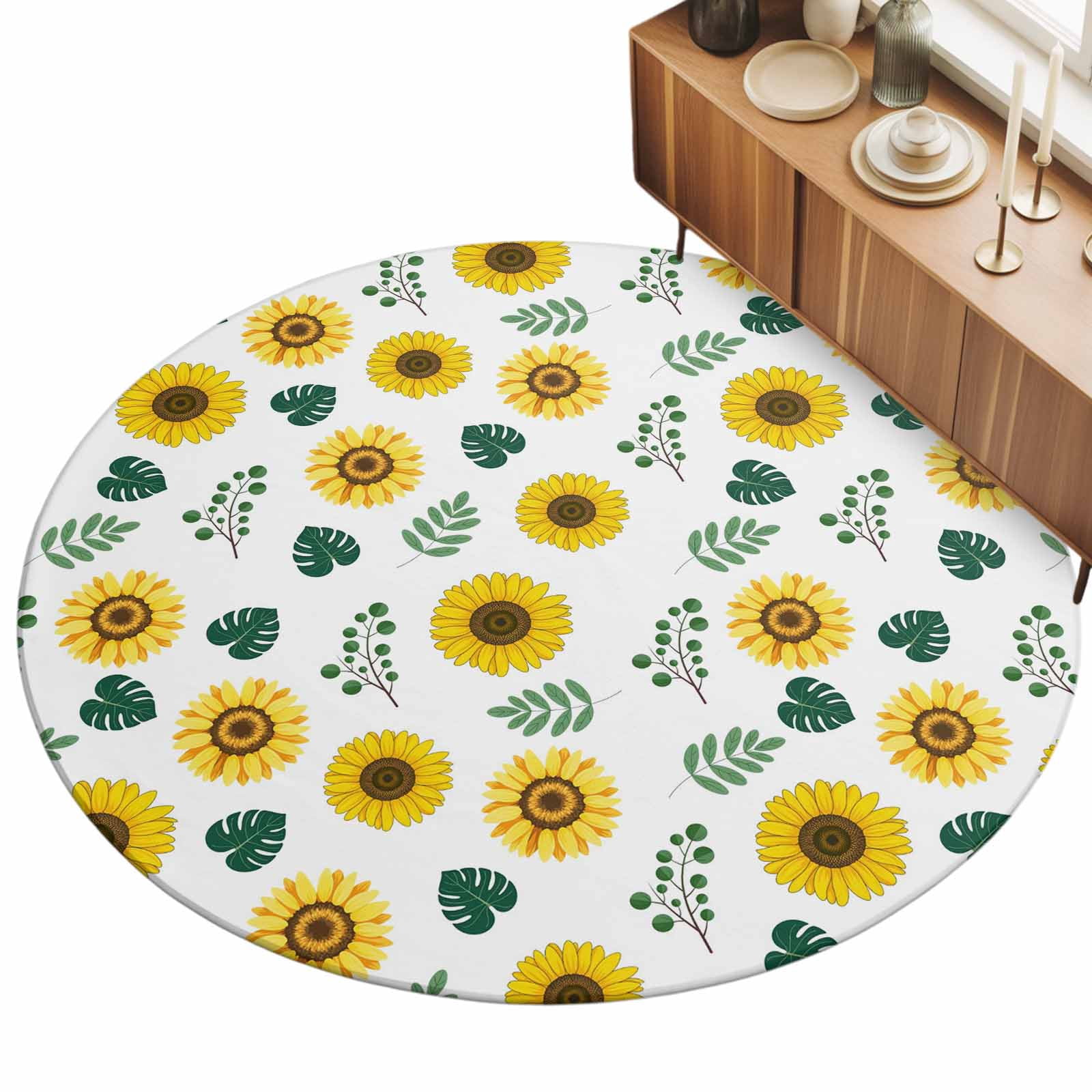 8ft Round Rug Spring Sunflowers Area Rugs for Living Room Bedroom ...