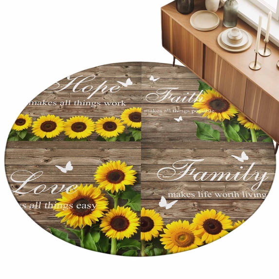 8ft Round Rug Spring Sunflowers Area Rugs for Living Room Bedroom ...