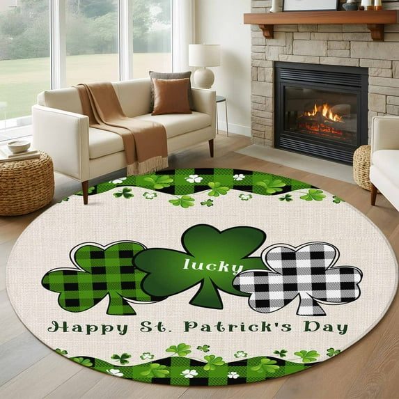 8ft Round Rug, St. Patrick's Day Non-Skid Rubber Backing Large Area ...