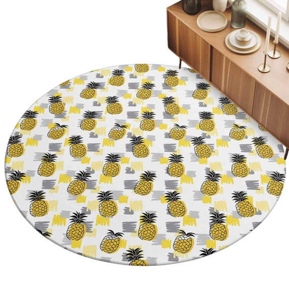 8ft Round Rug Summer Pineapple Area Rugs for Living Room Bedroom ...