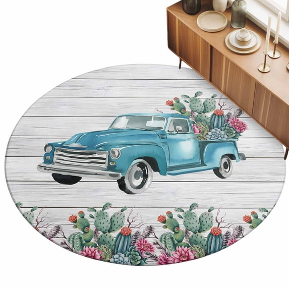 8ft Round Rug Summer Tropical Plants Area Rugs for Living Room Bedroom ...