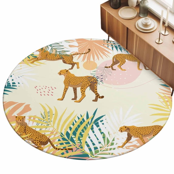 8ft Round Rug Summer Wildlife Area Rugs for Living Room Bedroom ...