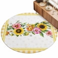 8ft Round Rug Sunflower Area Rugs for Living Room Bedroom Washable Non ...