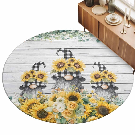 8ft Round Rug Sunflower Gnomes Area Rugs for Living Room Bedroom ...