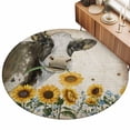 8ft Round Rug Sunflowers Cow Area Rugs for Living Room Bedroom Washable ...