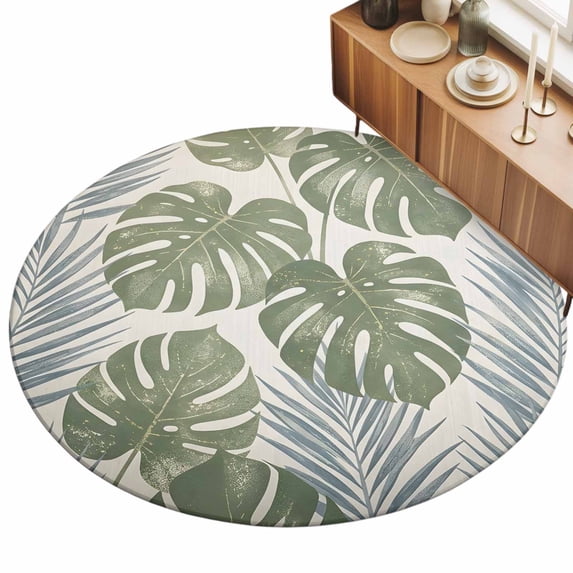 8ft Round Rug Tropical Plants Area Rugs for Living Room Bedroom ...