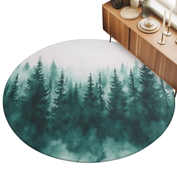8ft Round Rug Turquoise Ombre Forest Area Rugs for Living Room Bedroom ...