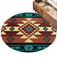 8ft Round Rug Turquoise Red Area Rugs for Living Room Bedroom Washable ...