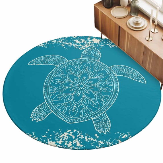 8ft Round Rug Turtle Turquoise Area Rugs for Living Room Bedroom ...