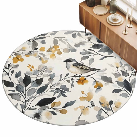 8ft Round Rug Vintage Botanical Area Rugs for Living Room Bedroom ...