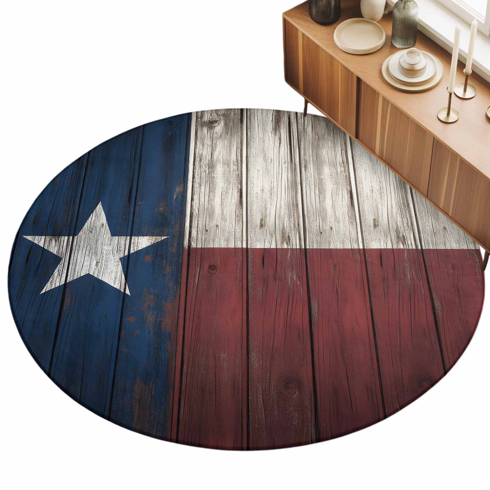 8ft Round Rug Vintage Star Country Area Rugs for Living Room Bedroom ...