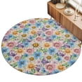 8ft Round Rug Watercolor Flowers Area Rugs for Living Room Bedroom ...