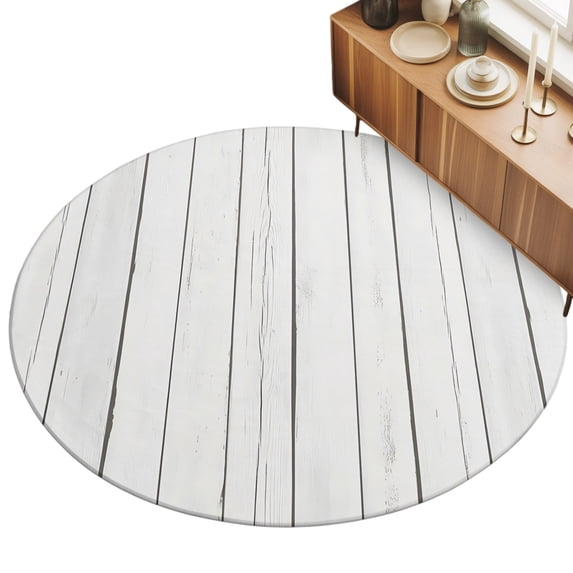 8ft Round Rug White Wood Grain Area Rugs for Living Room Bedroom ...