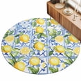 8ft Round Rug Yellow Lemon Area Rugs for Living Room Bedroom Washable ...