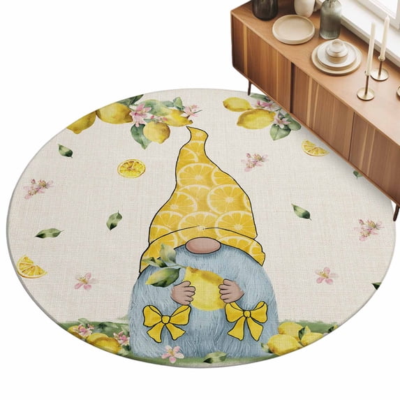 8ft Round Rug Yellow Lemons Area Rugs for Living Room Bedroom Washable ...