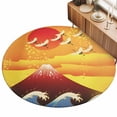 8ft Round Rug Yellow Orange Mountains Area Rugs for Living Room Bedroom ...
