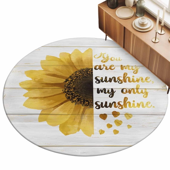 8ft Round Rug Yellow Sunflowers Area Rugs for Living Room Bedroom ...