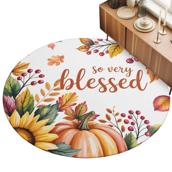 8ft Round Rug Yellow Sunflowers Fall Area Rugs for Living Room Bedroom ...