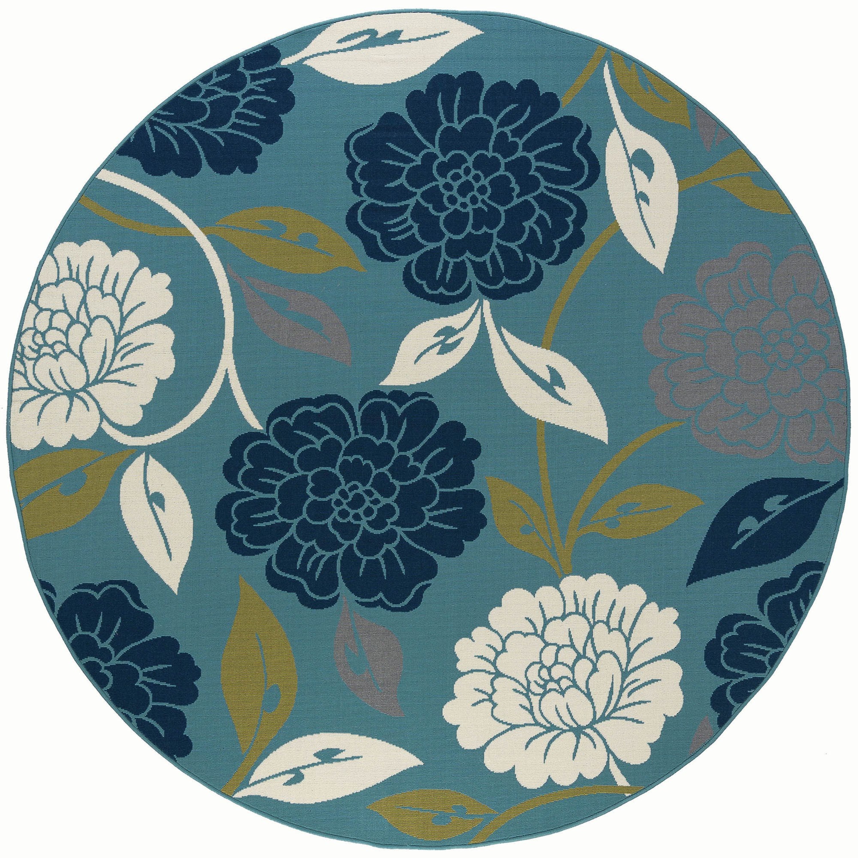 8ft Round Water Resistant, Large Indoor Outdoor Rugs for Patios, Front ...