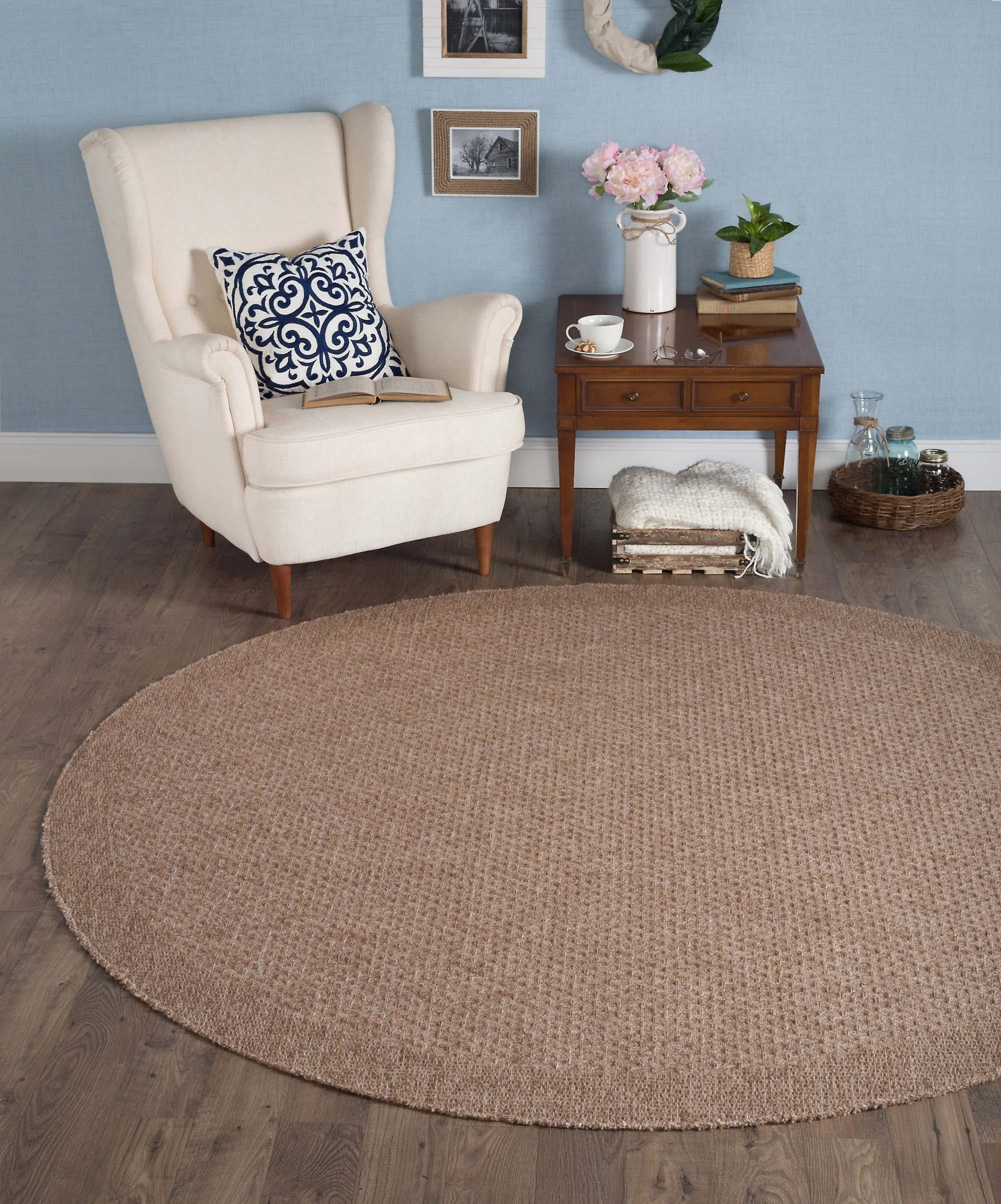 8ft Round Water Resistant, Large Indoor Outdoor Rugs for Patios, Front ...