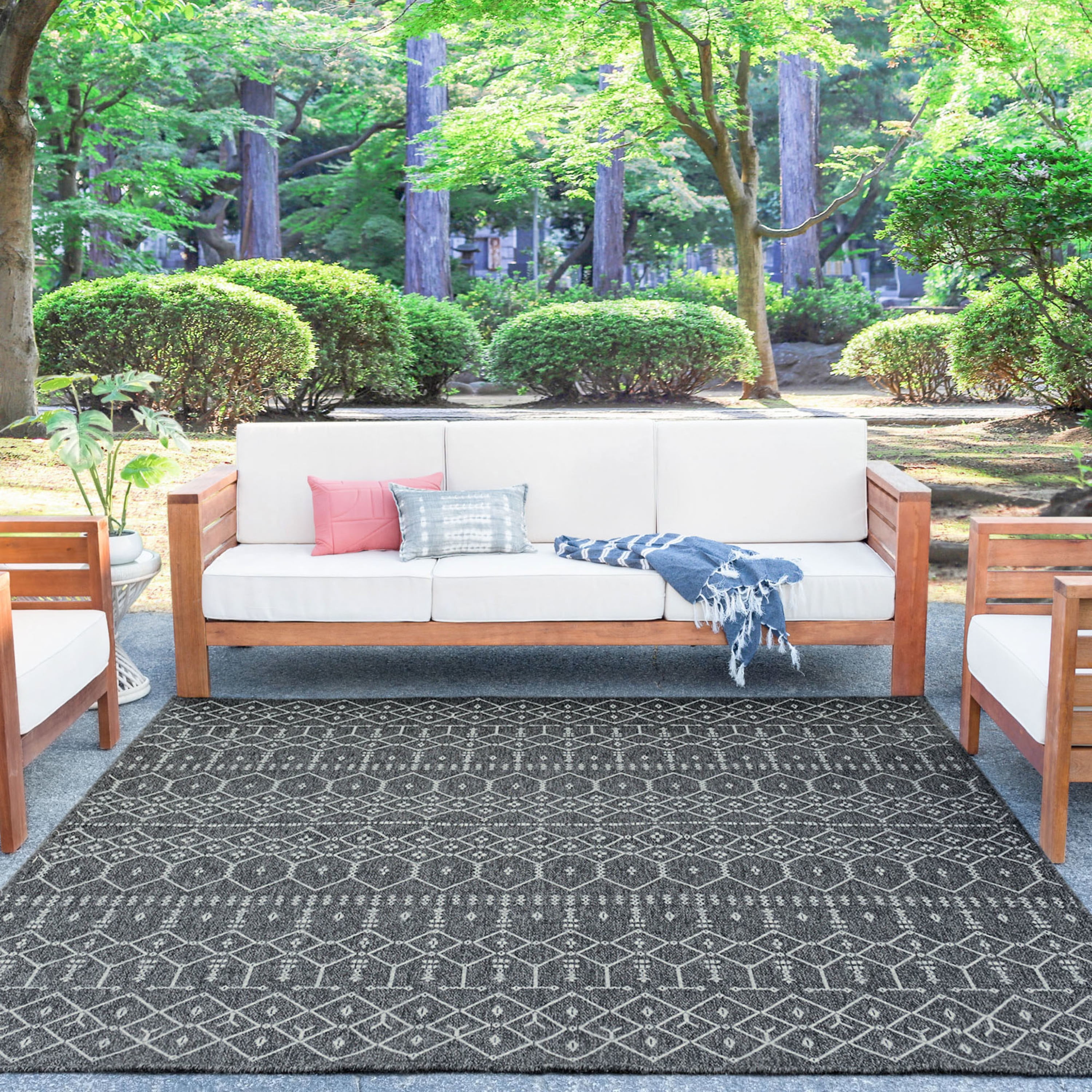 8ft Square Water Resistant, Large Indoor Outdoor Rugs for Patios, Front ...